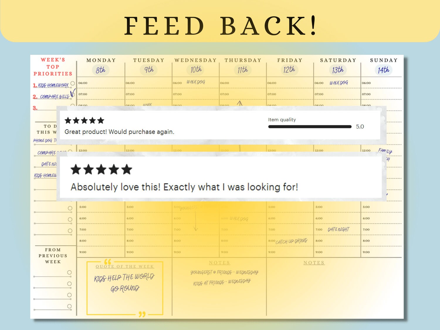 Printable Weekly and Daily Planner | Hourly | Half Hourly | US Letter ...
