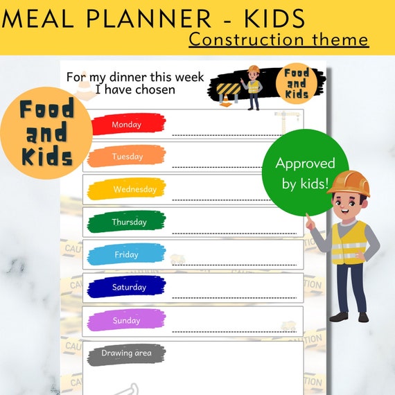 Meal Planner Kids Weekly Meal Menu Plan Meals - Etsy