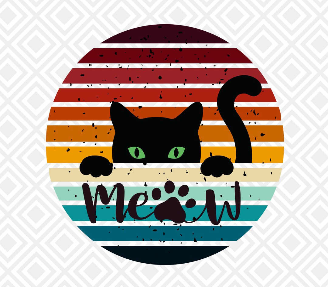Meow Png, Meow Cat Png, Cat Paw Png, Retro Cat Png, Cat Png, Rainbow ...
