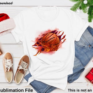 Basketball Png Sublimation Designs, Red Basketball Fireball, Basketball ...