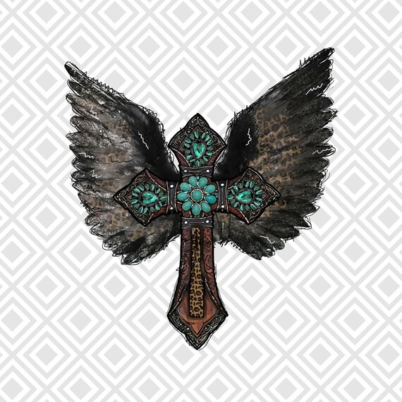 Cross Designs With Wings Wallpaper