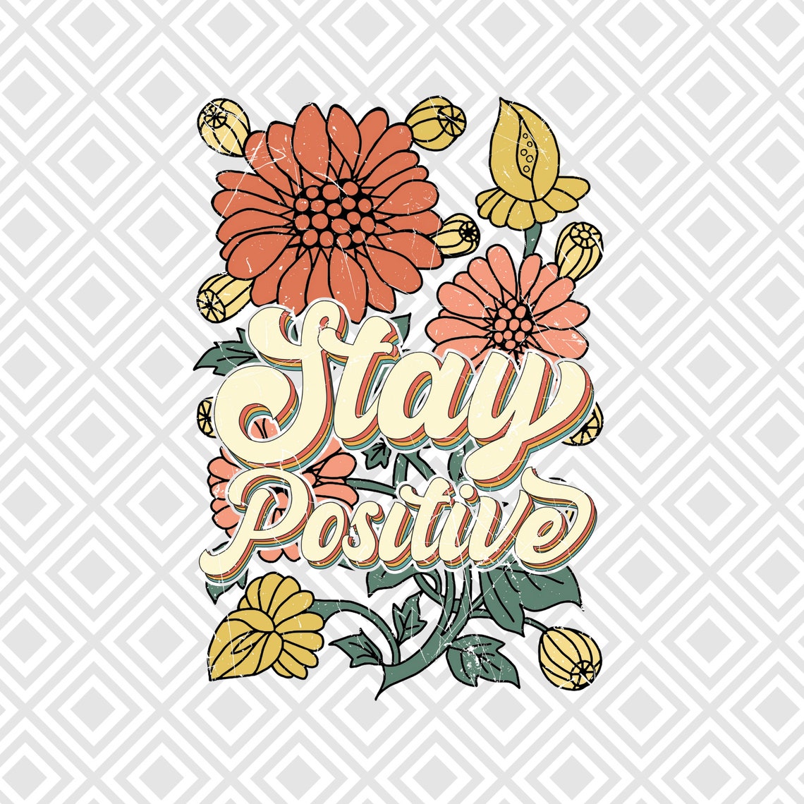 Stay Positive Png Retro Sublimation Designs Download - Etsy