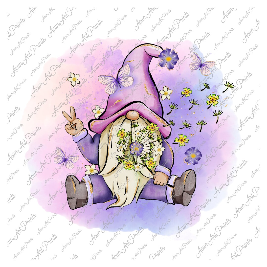 Peace Gnome Png Sublimation Design, Peace Png, Dandelion Gnome Png ...