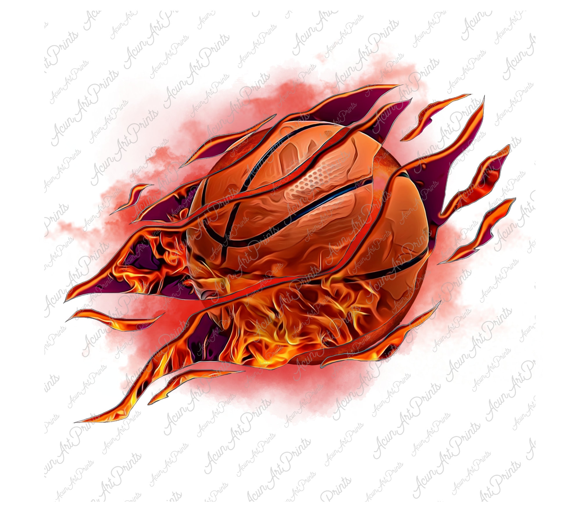 Basketball Png Sublimation Designs, Red Basketball Fireball, Basketball ...