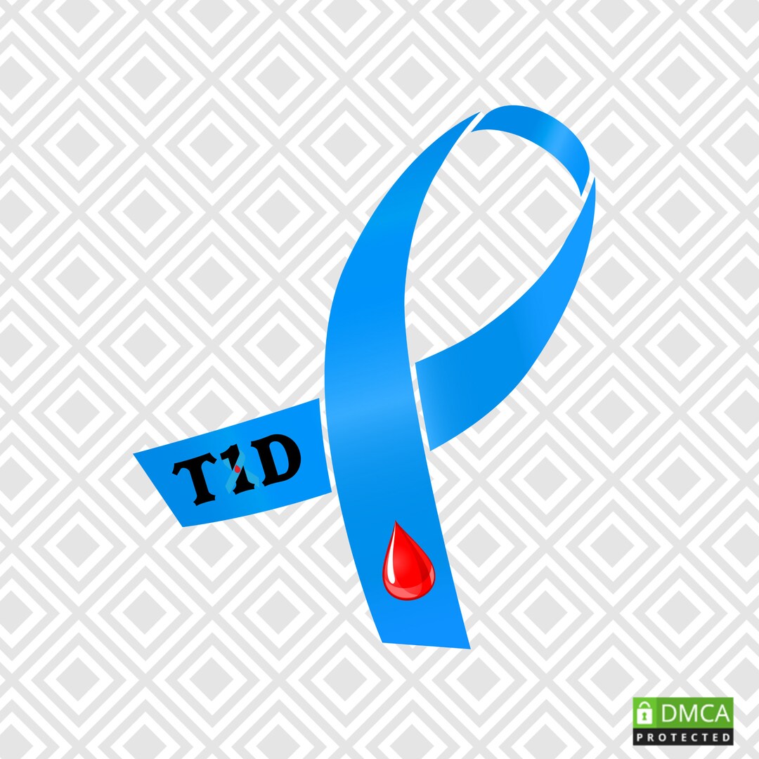 T1D Sublimation PNG T1D Blue Ribbon Blood Drop T1D Diabetes - Etsy