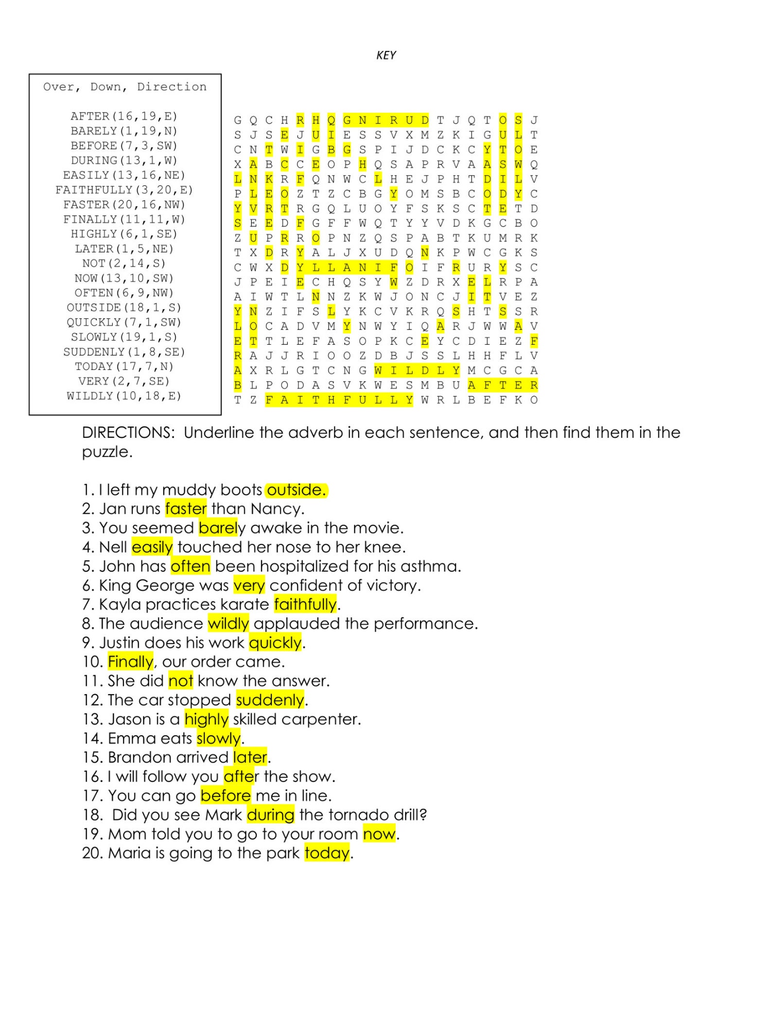 ADVERBS, 6th Grade English Worksheets, 5th Grade Grammar Worksheets ...