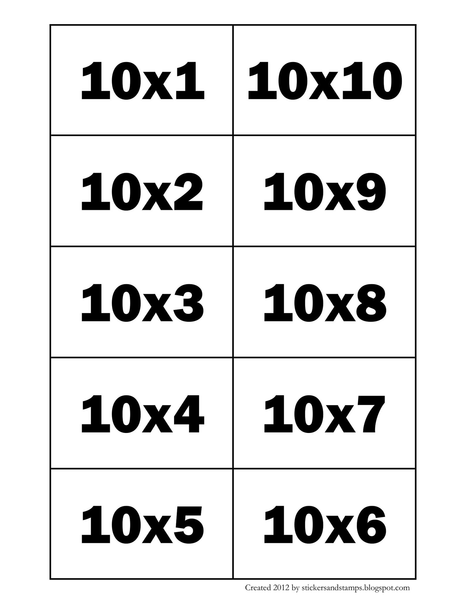 Multiplication Flashcards, 1 Through 12 Times Tables, 3rd Grade Flash ...