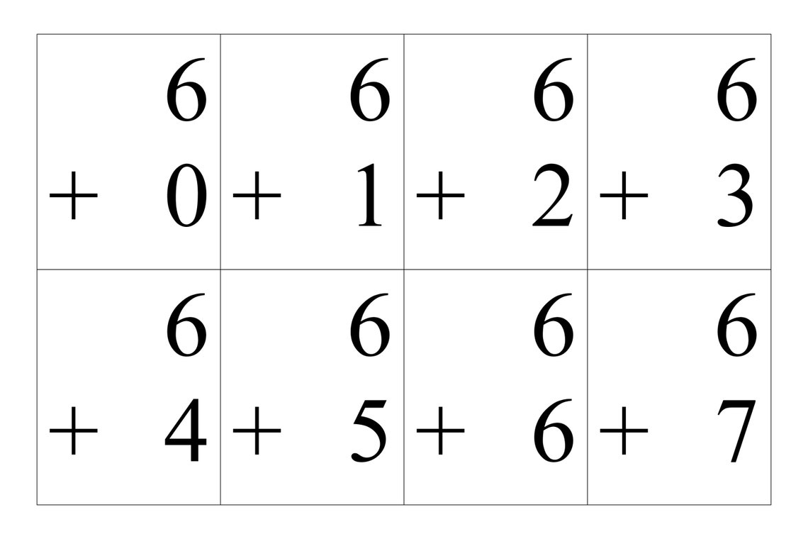 Flashcards Math Addition 0-20, up to 20 Adding Flashcards, Counting ...