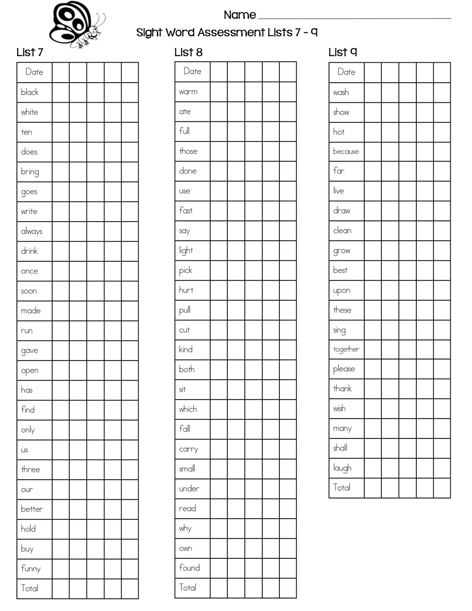 K5-2ND DOLCH SIGHT WORDS W/ Scoring and Monitoring K5 Kindergarten 1st ...