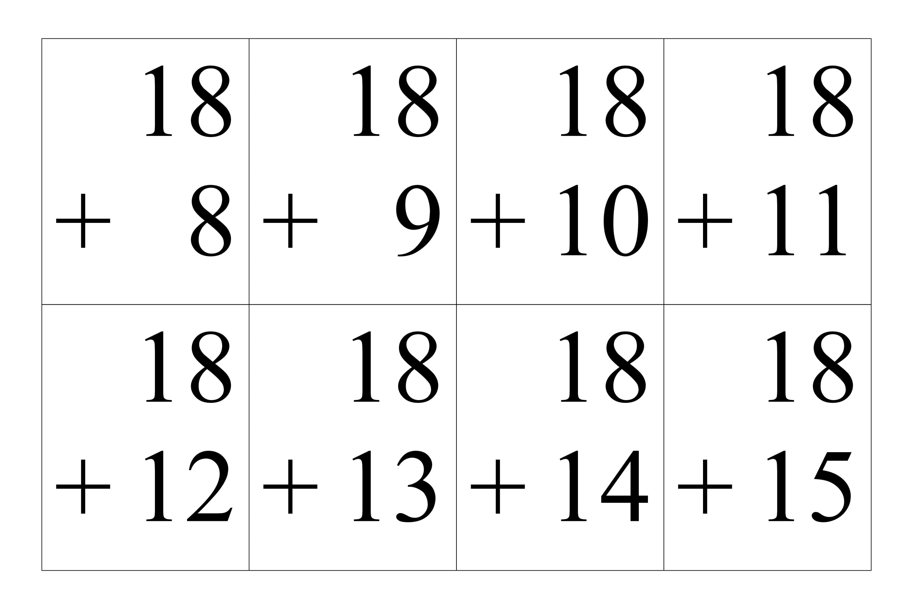 Flashcards Math Addition 0-20, up to 20 Adding Flashcards, Counting ...