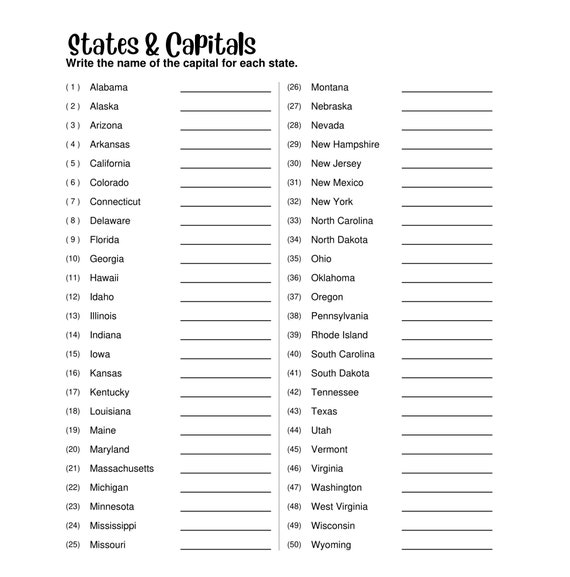 Lista De Estados Y Capitales De Mxico Para Imprimir Gratis