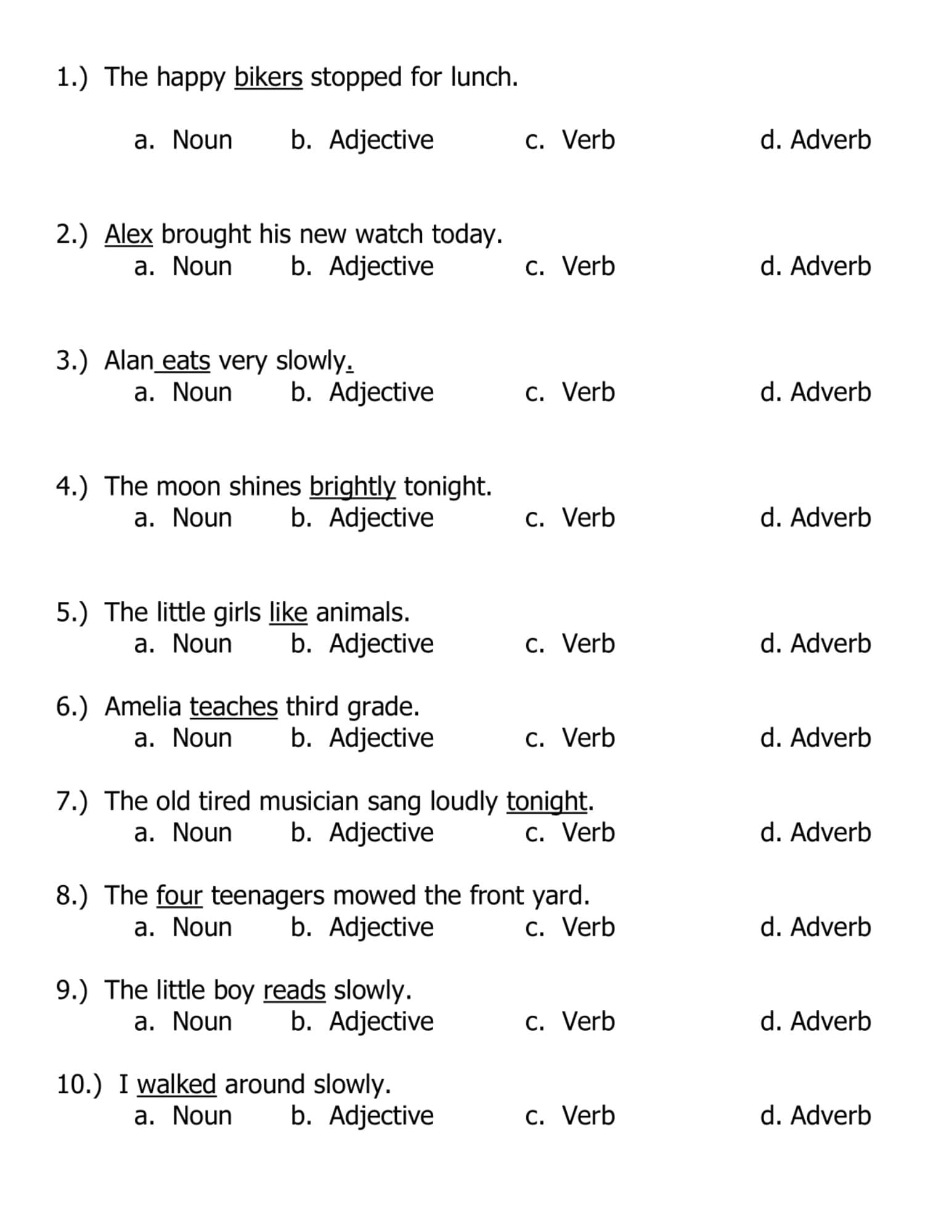 6th, 7th, 8th Grade Grammar, Parts of Speech, Quiz and Learning, Middle ...