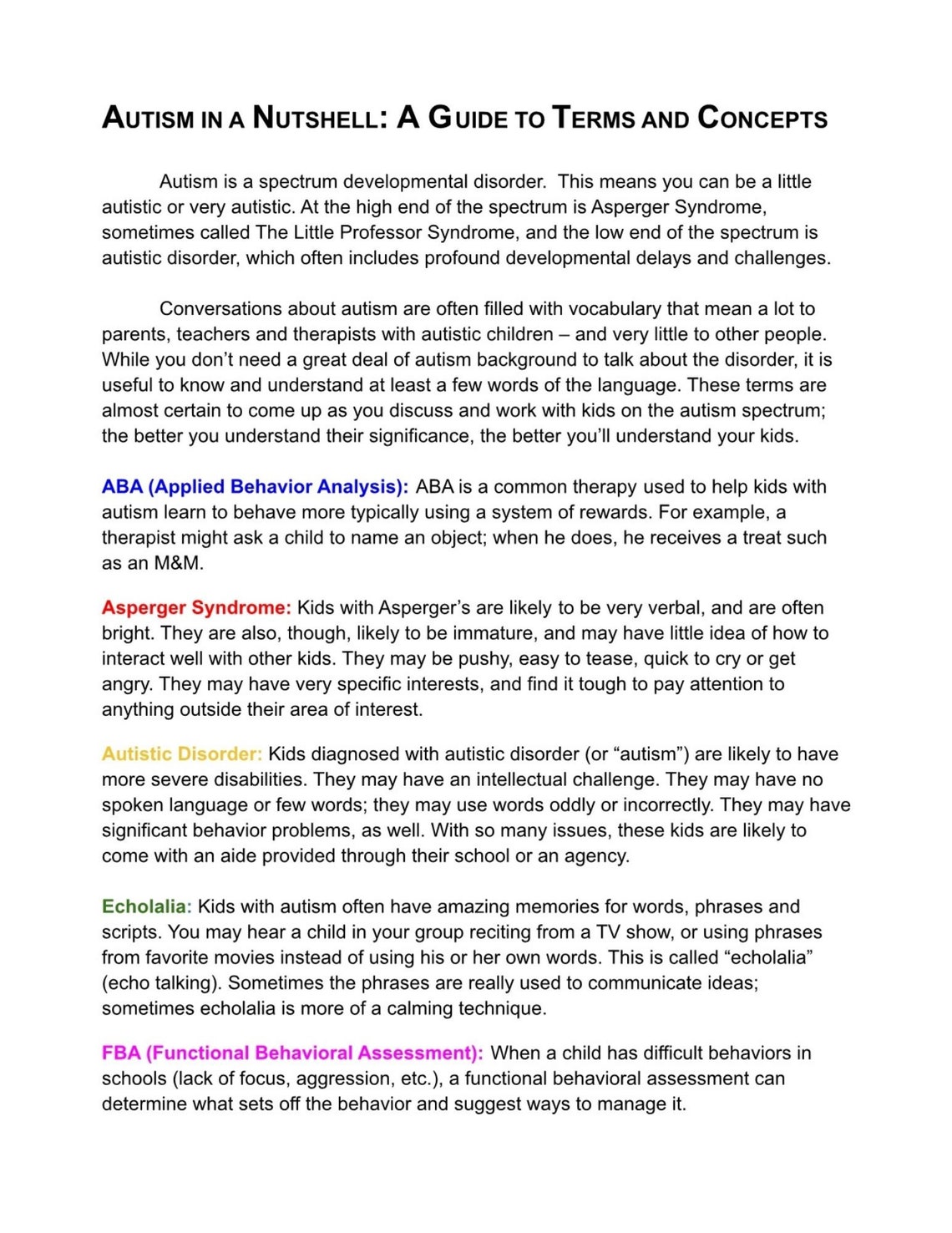 Autism Printable Digital Download Educators Parent Babysitters ...