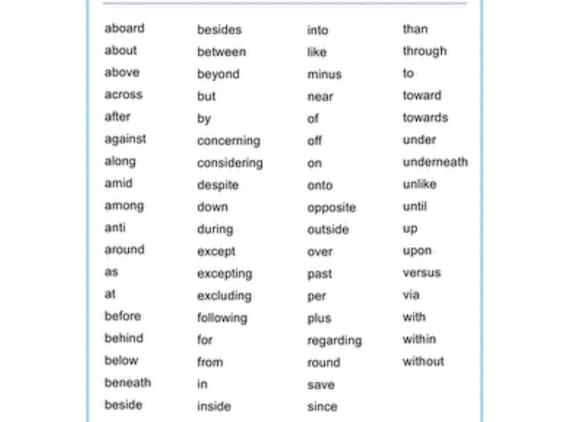 Prepositions Worksheets Middle School