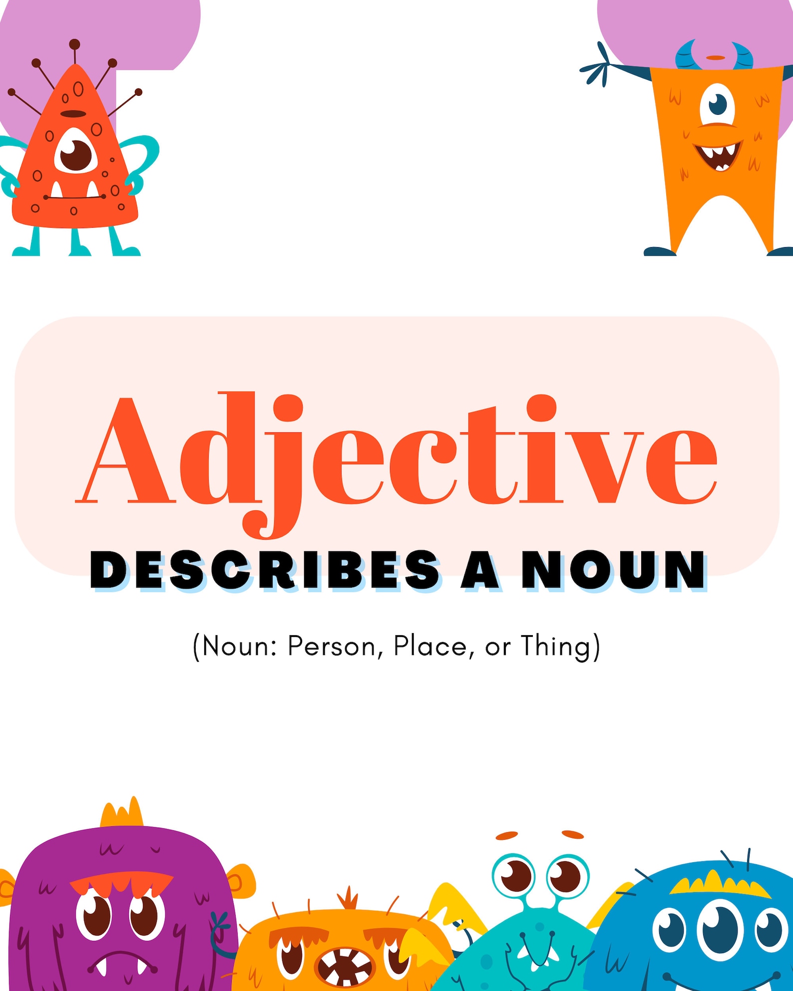 ADJECTIVES Elementary Booklet, 2nd Grade & 3rd Grade Grammar Printable ...