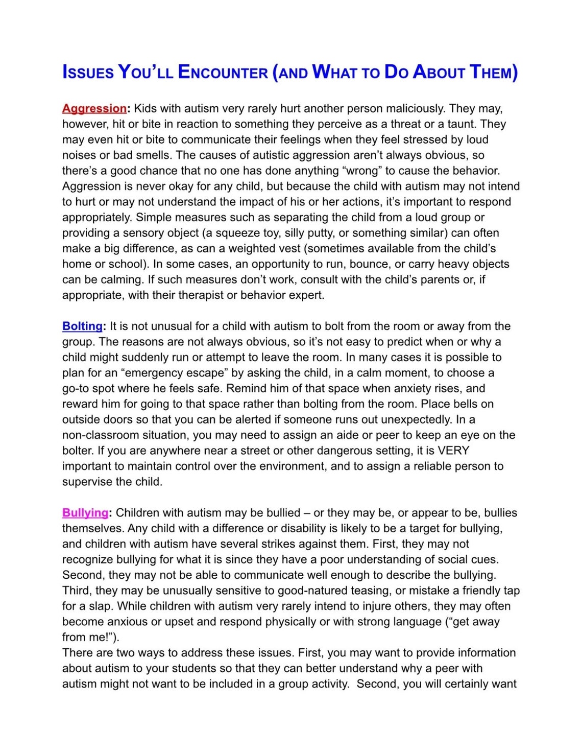 Autism Printable Digital Download Educators Parent Babysitters ...