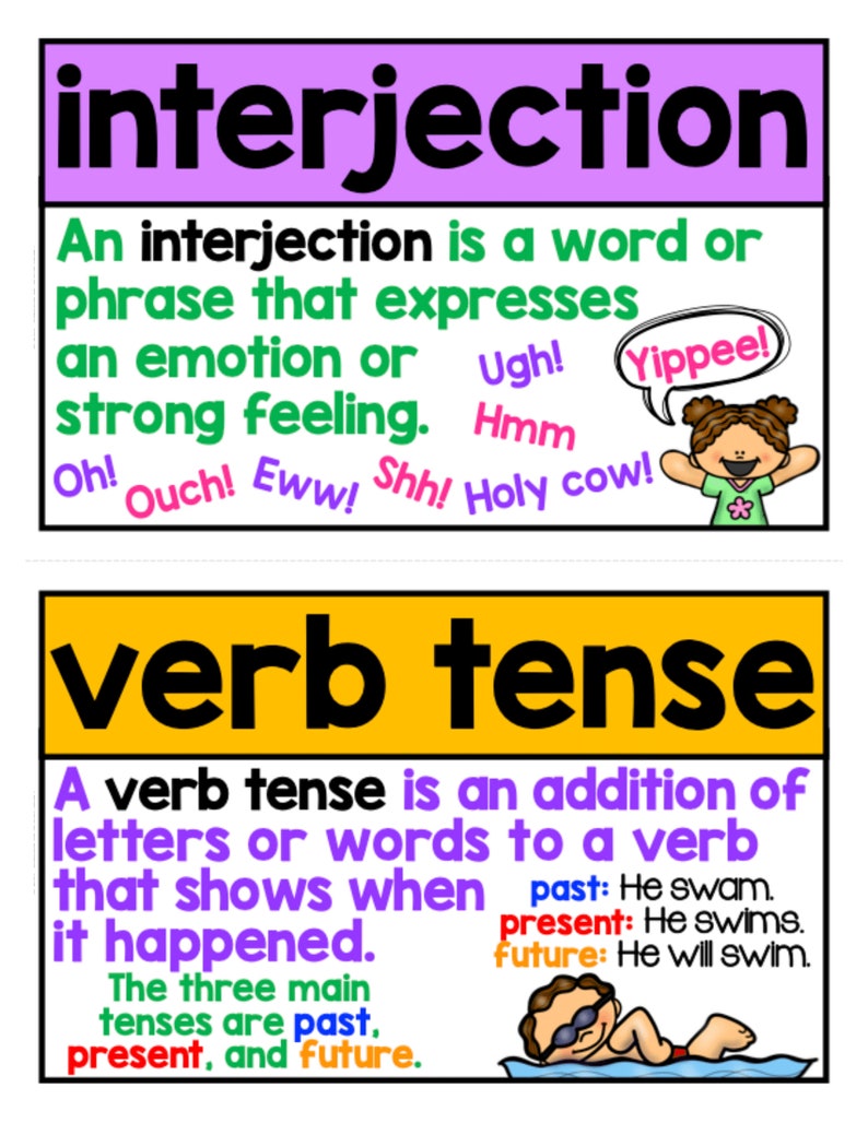 PARTS of SPEECH Flashcards, 2nd Grade 5th Grade Grammar Worksheets ...