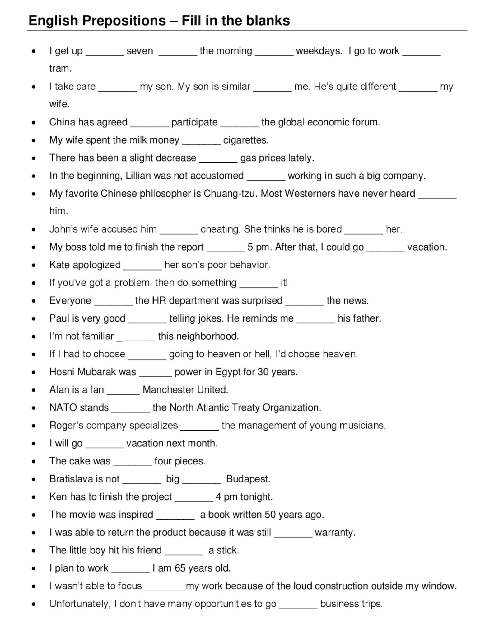 5th 6th 7th Grade PREPOSITIONS Worksheet Booklet Homeschool Middle ...