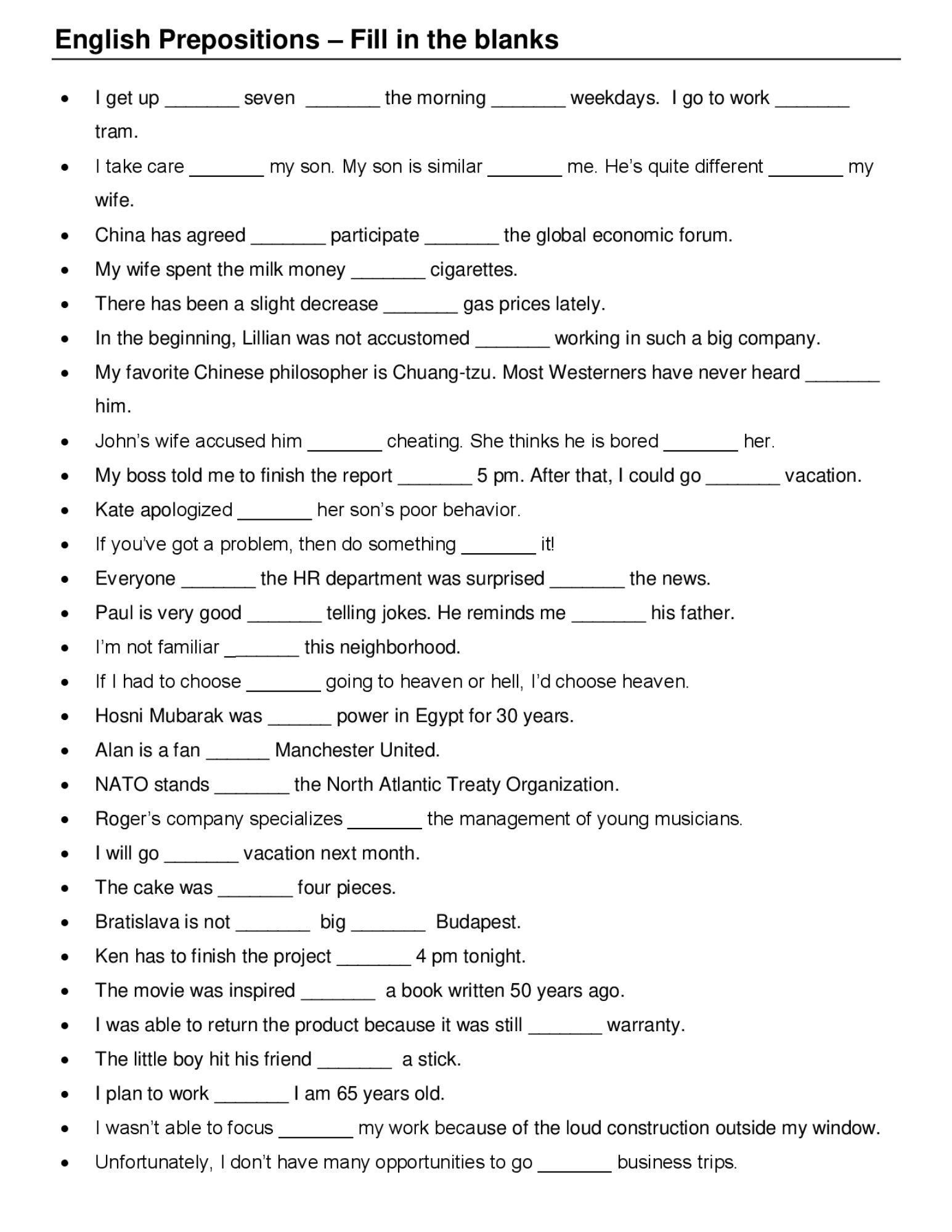 5th 6th 7th Grade PREPOSITIONS Worksheet Booklet Homeschool Middle ...