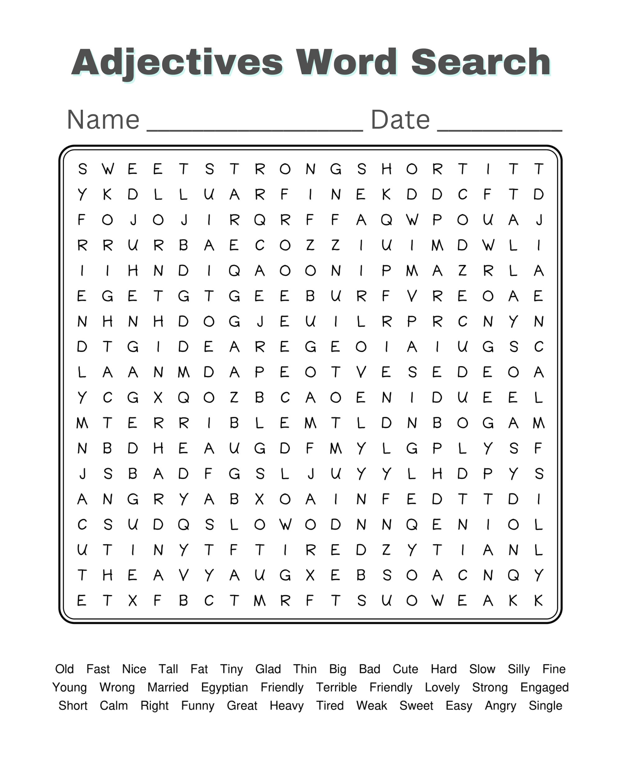 ADJECTIVES Elementary Booklet, 2nd Grade & 3rd Grade Grammar Printable ...