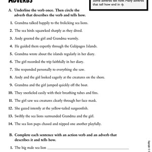ADVERBS, 6th Grade English Worksheets, 5th Grade Grammar Worksheets ...