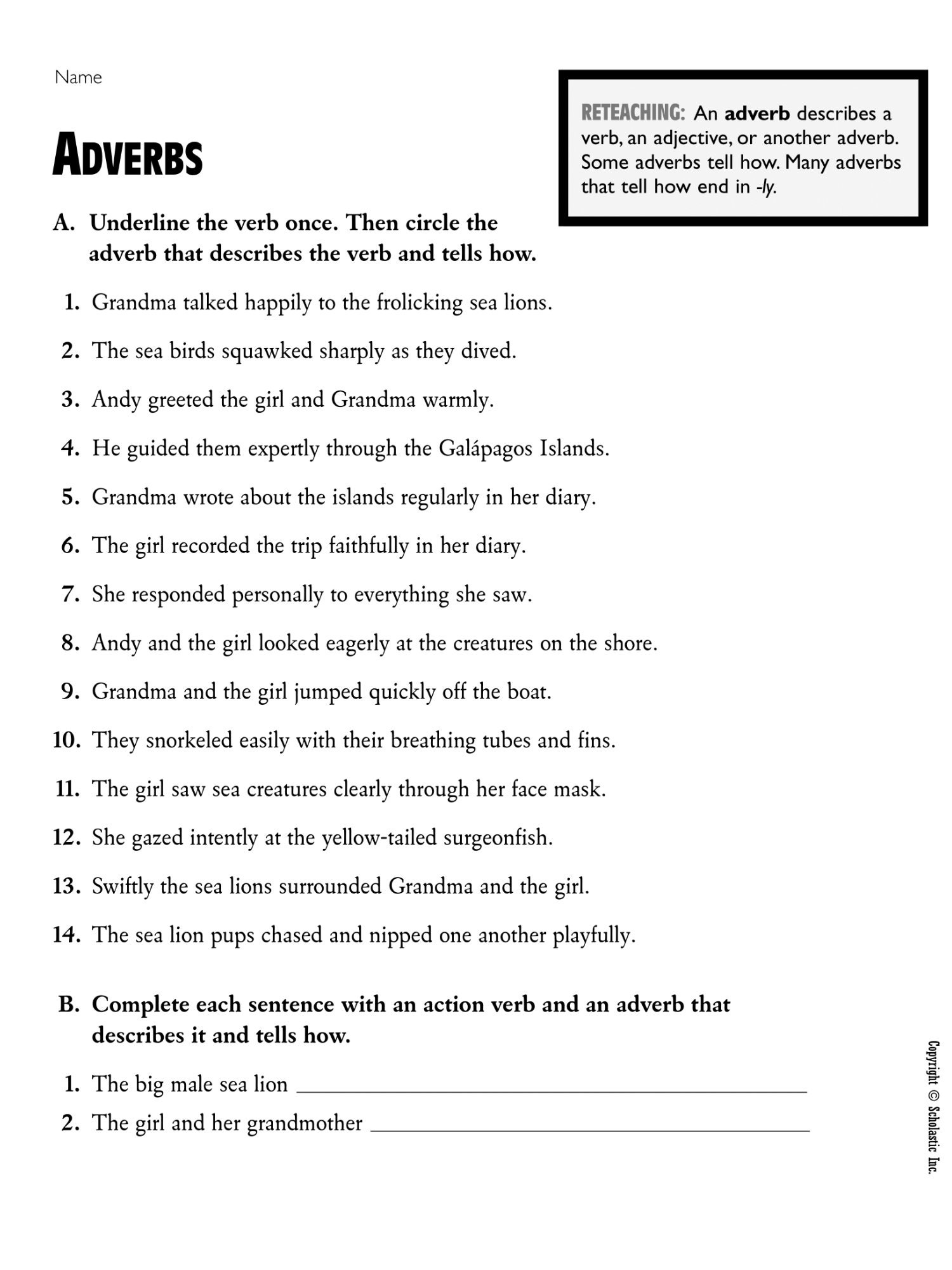 ADVERBS 6th Grade English Worksheets 5th Grade Grammar - Etsy