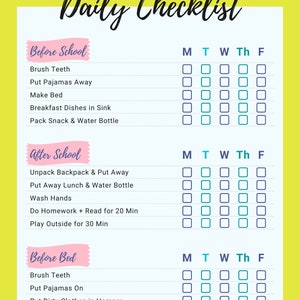 Daily Chore Chart for Kids Responsibility Chart Homeschool My ...