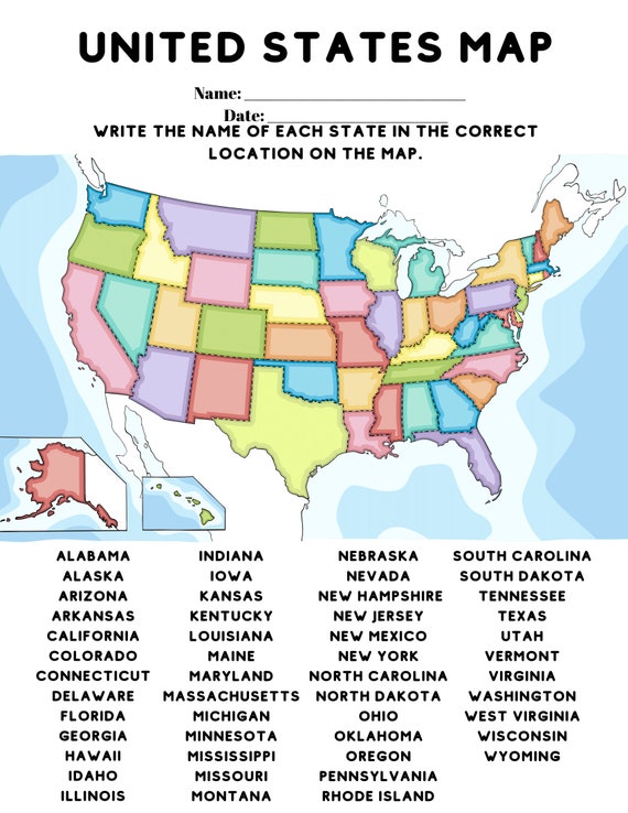 50 States Worksheets For 5th Grade States And Capitals Worksheets
