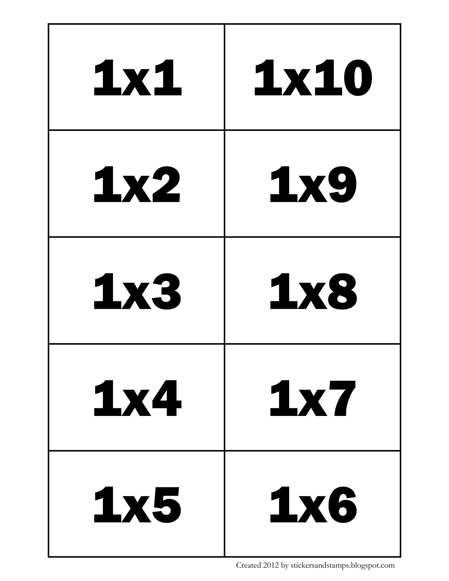 Multiplication Flashcards, 1 Through 12 Times Tables, 3rd Grade Flash ...