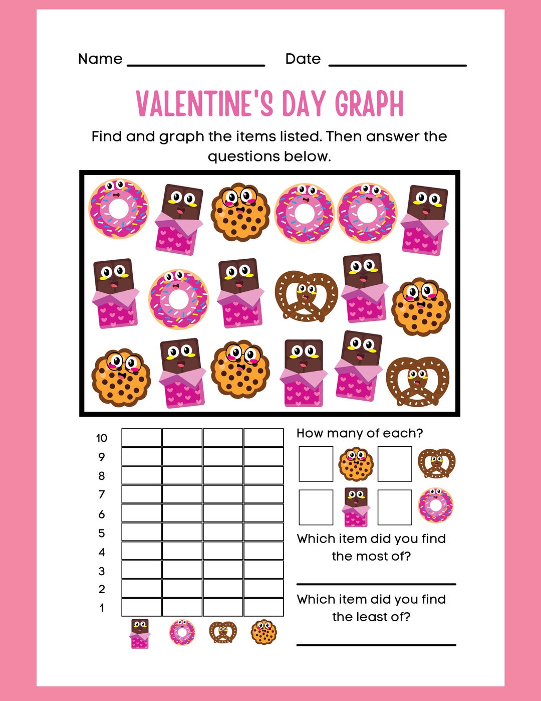 Valentine's Day Worksheet Math, Graphing, Coordinates, 1st Grade & 2nd ...