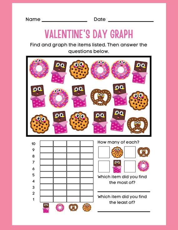 Hojas De Trabajo De Gráficos De San Valentín Juego De Rompecabezas