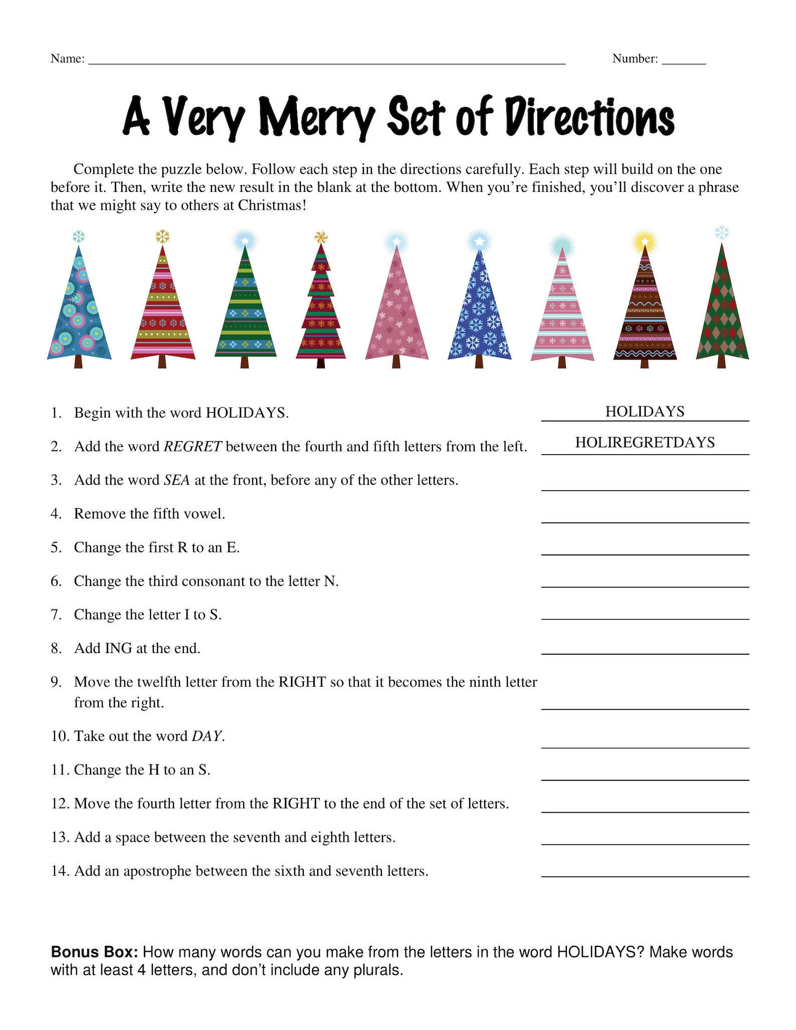 6th Grade, 7th Grade, 8th Grade Christmas Riddle Worksheets, Middle ...