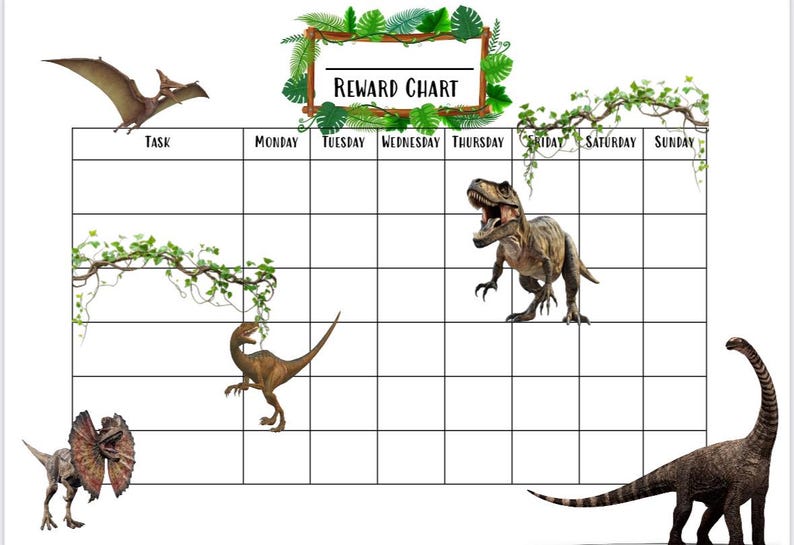 Dinosaur Reward Chart - Etsy