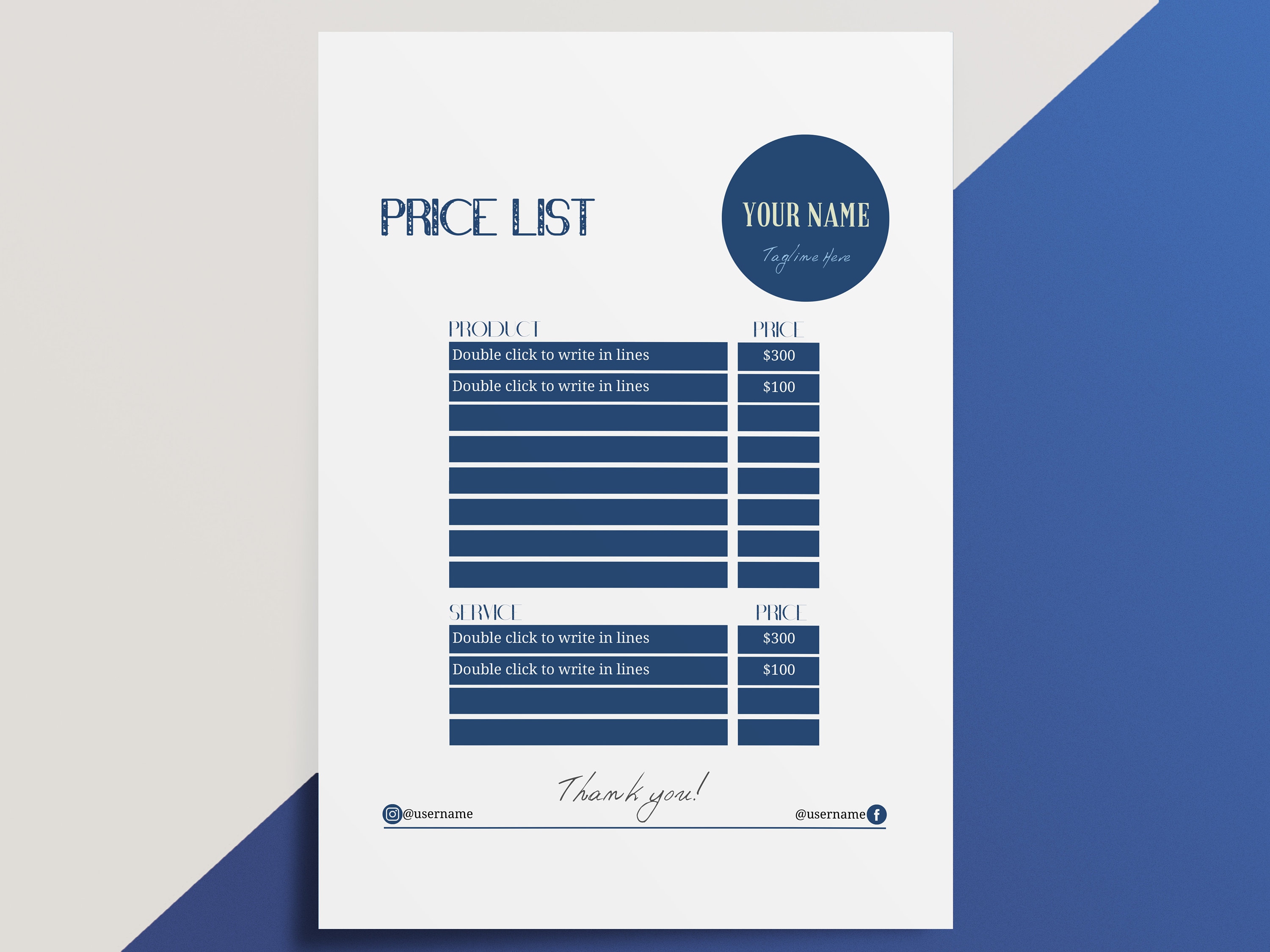 Editable Template Forms Invoice, Estimate, Order, Price List, Package ...