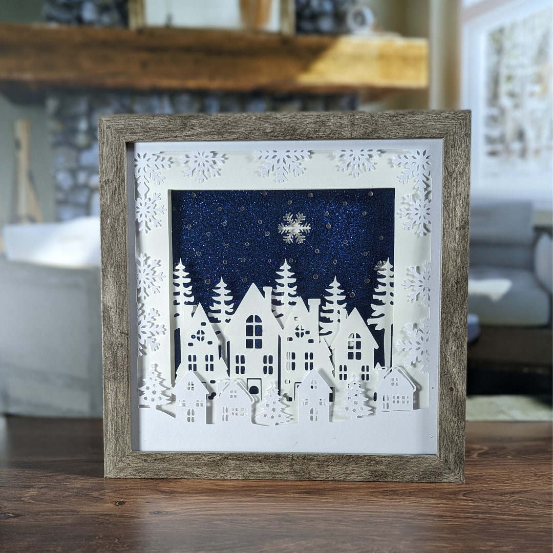 Handmade Winter Village Light-up Shadowbox: Christmas Holiday Decor ...