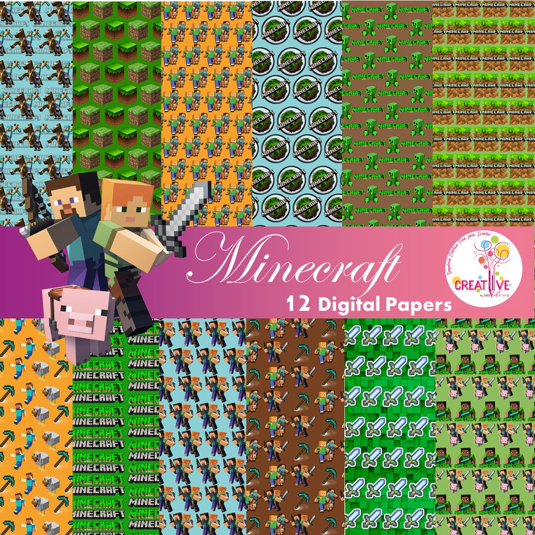 Minecraft Digital Papers - Etsy