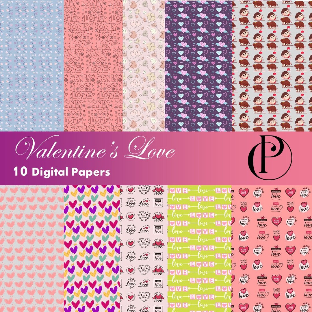 Valentine's Love Digital Papers - Etsy
