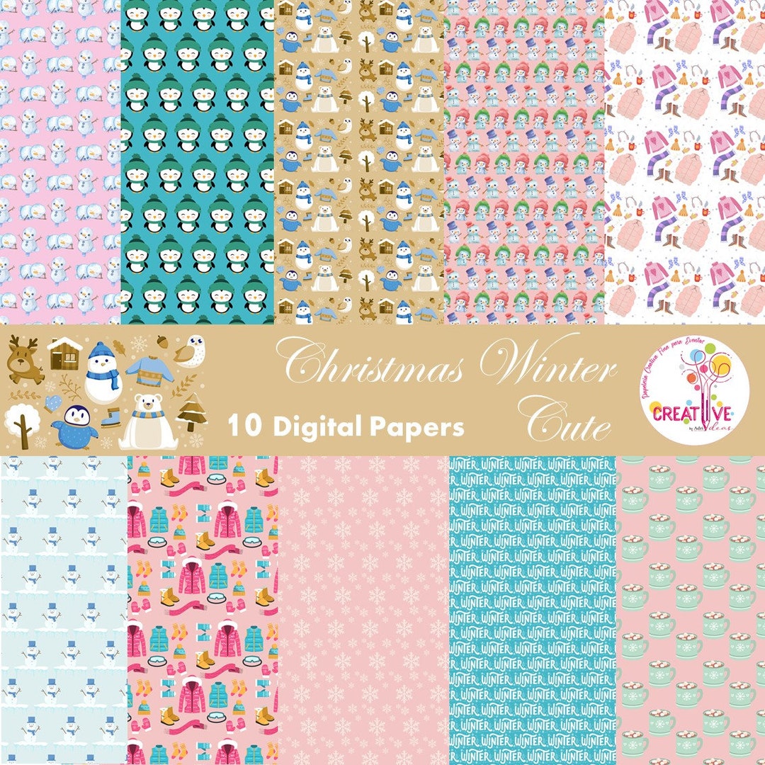 Christmas Winter Cute Digital Papers - Etsy