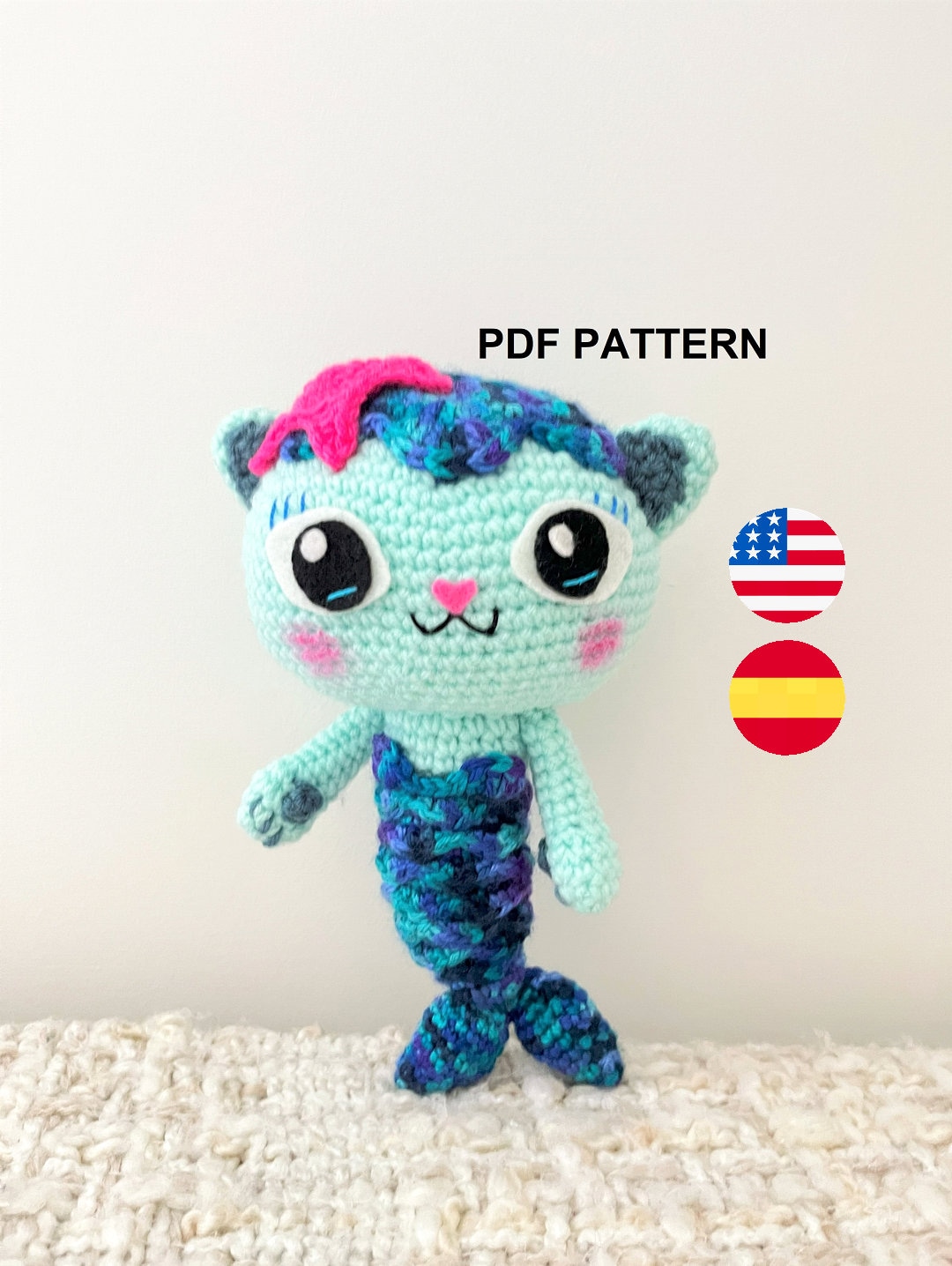 DIY PATTERN - Mermaid Cat - Amigurumi Crochet PDF (en/es) - Etsy