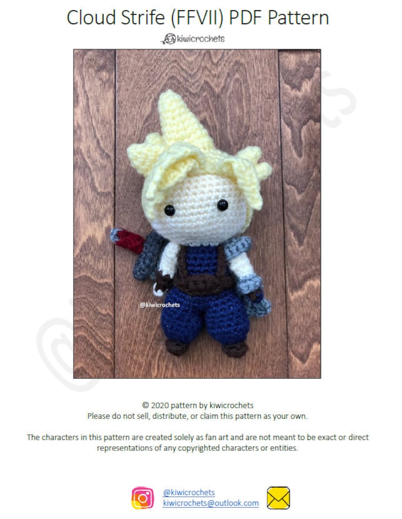 DIY PATTERN - Cloud Strife (FFVII) - Amigurumi Crochet Pattern - Etsy