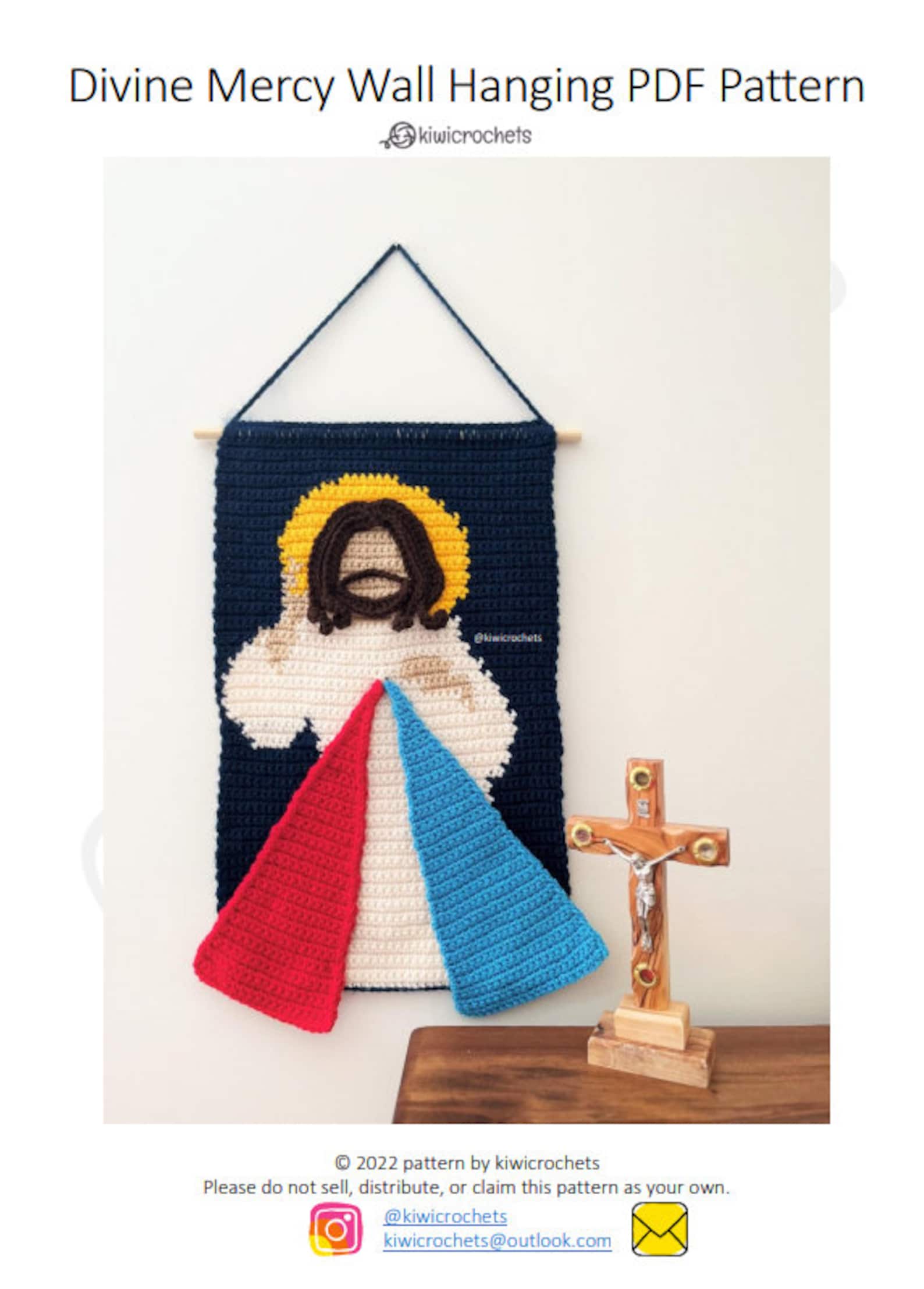 DIY PATTERN - Divine Mercy Wall Hanging Decor Crochet Pattern - Etsy