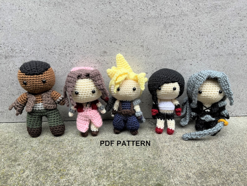 PATTERN BUNDLE - FFVII Cloud Sephiroth Aerith Tifa Barrett - Amigurumi ...