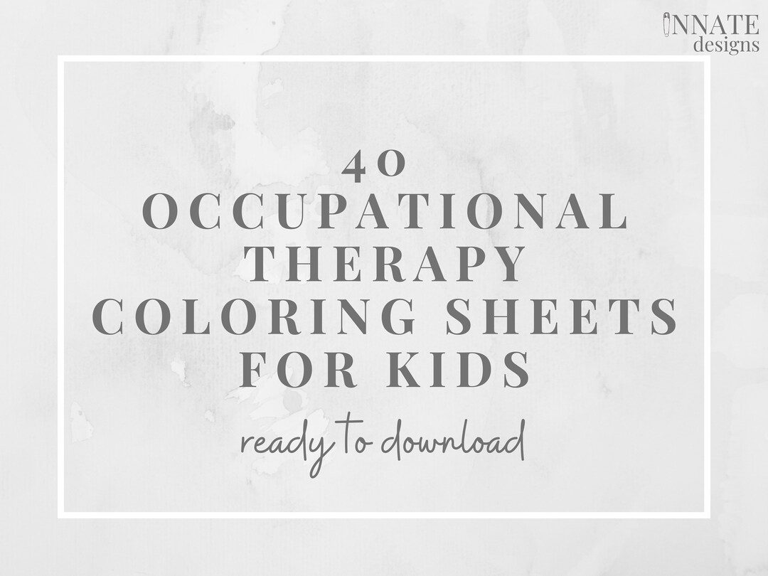 40 Occupational Therapy Kids Coloring Sheets Instant Digital Download ...