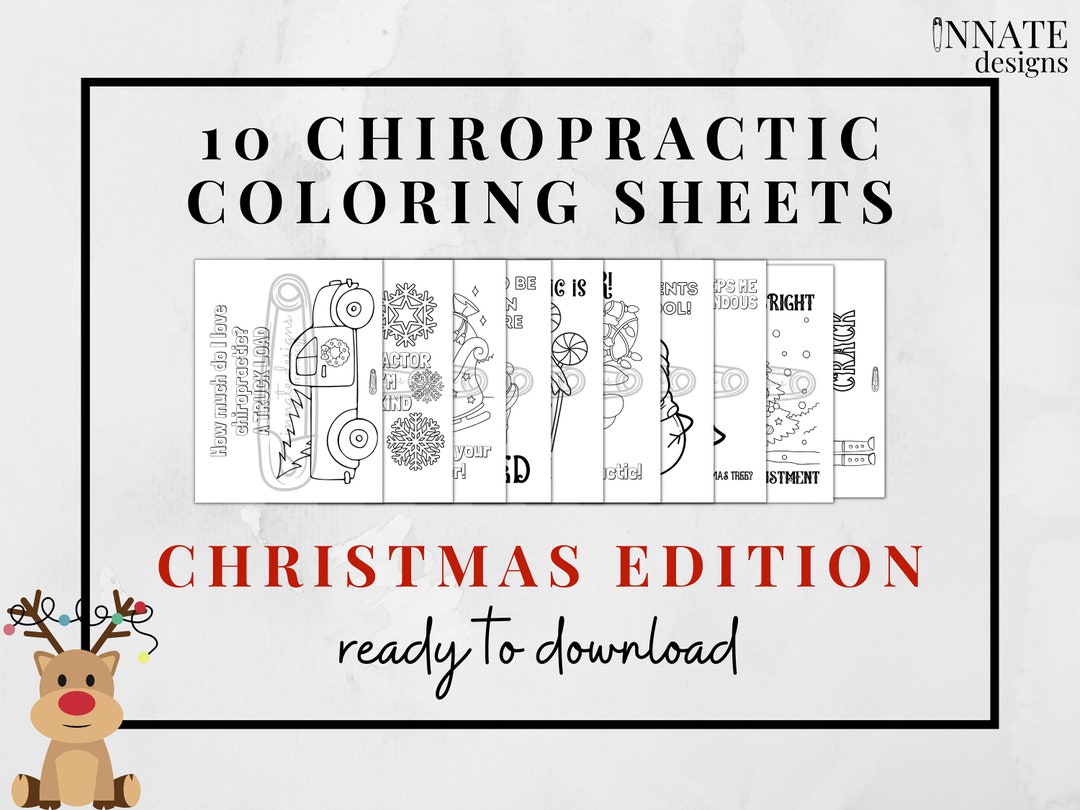 10 Chiropractic Christmas Coloring Sheets Instant Digital Download - Etsy