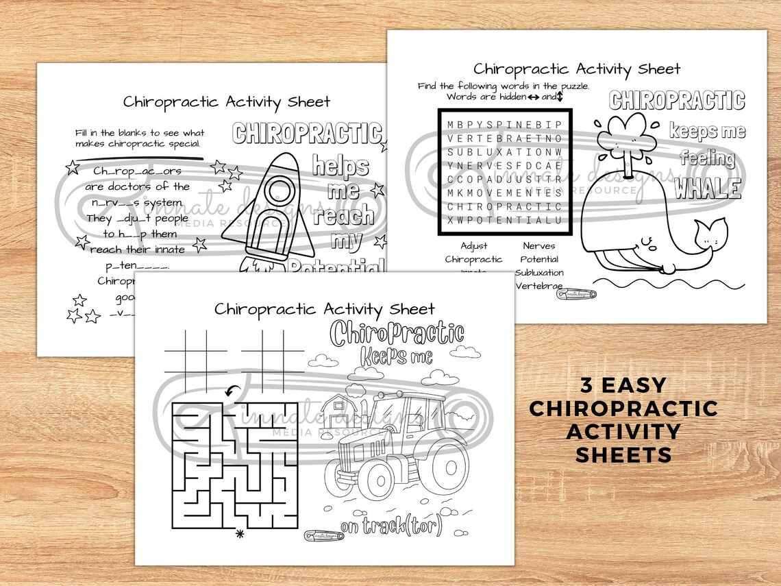 10 Chiropractic Activity Sheets for Kids Instant Digital - Etsy