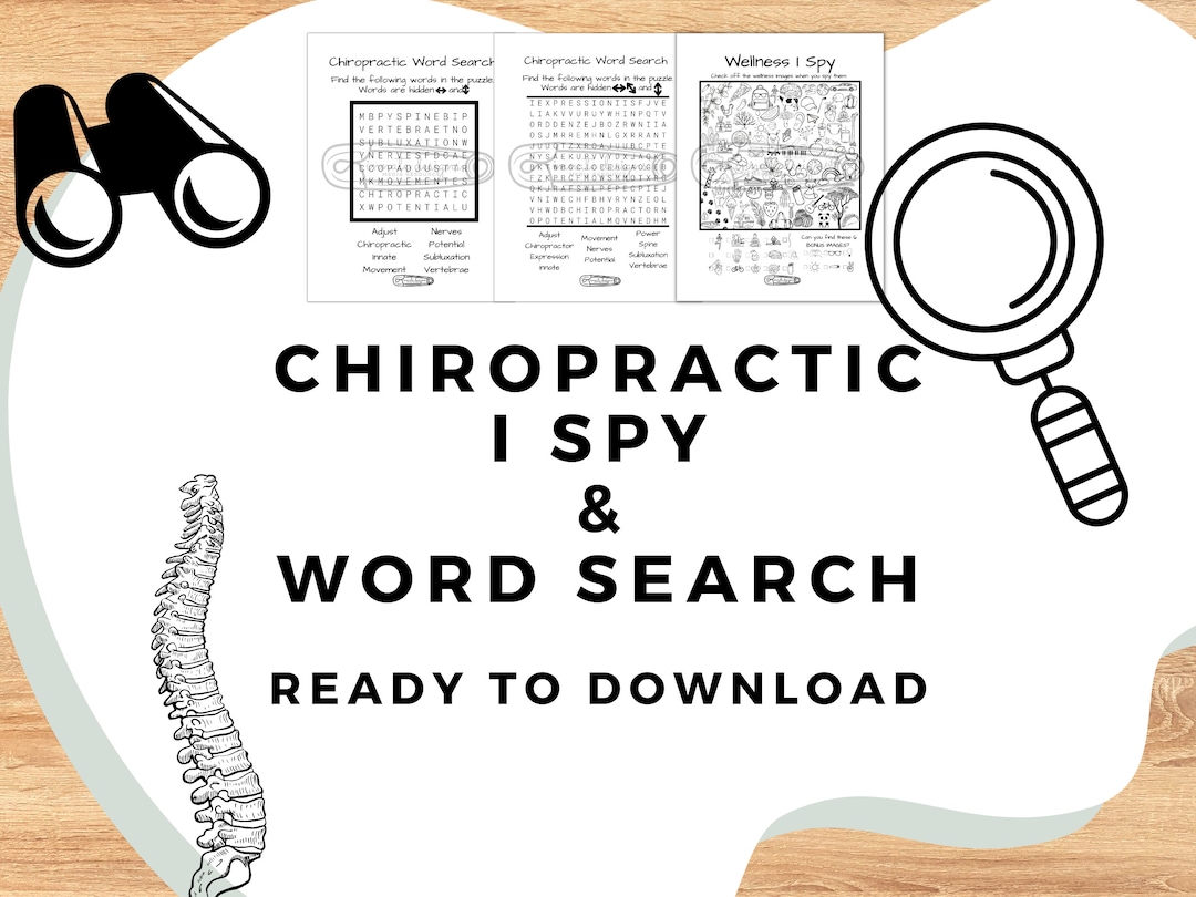 Chiropractic I Spy & Word Search Activity Sheet Instant - Etsy