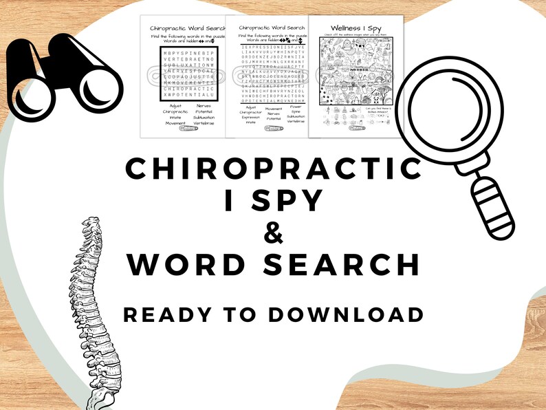 Chiropractic I Spy & Word Search Activity Sheet Instant - Etsy