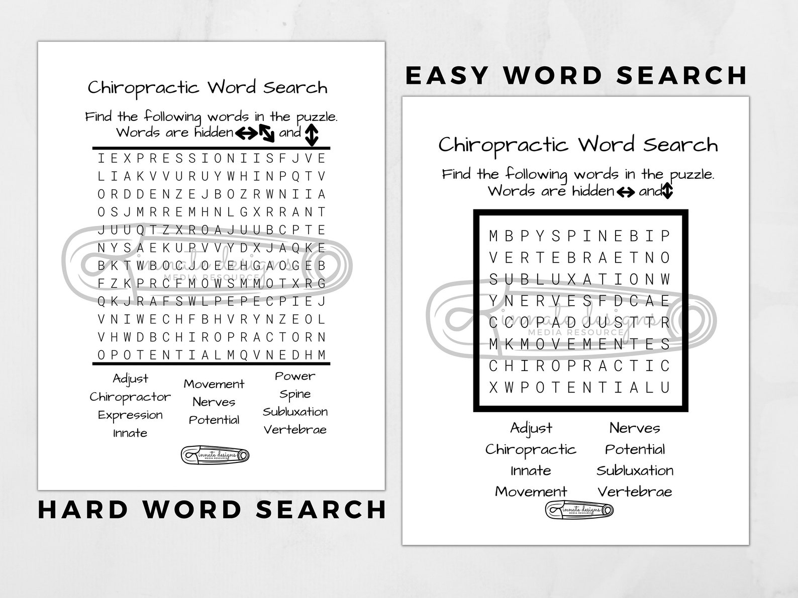 Chiropractic I Spy & Word Search Activity Sheet Instant Digital ...