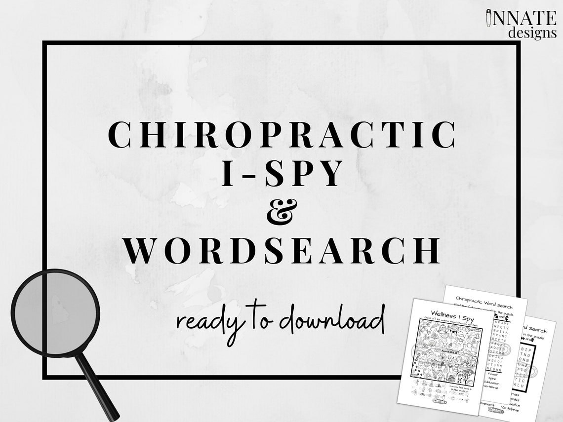 Chiropractic I Spy & Word Search Activity Sheet Instant Digital ...