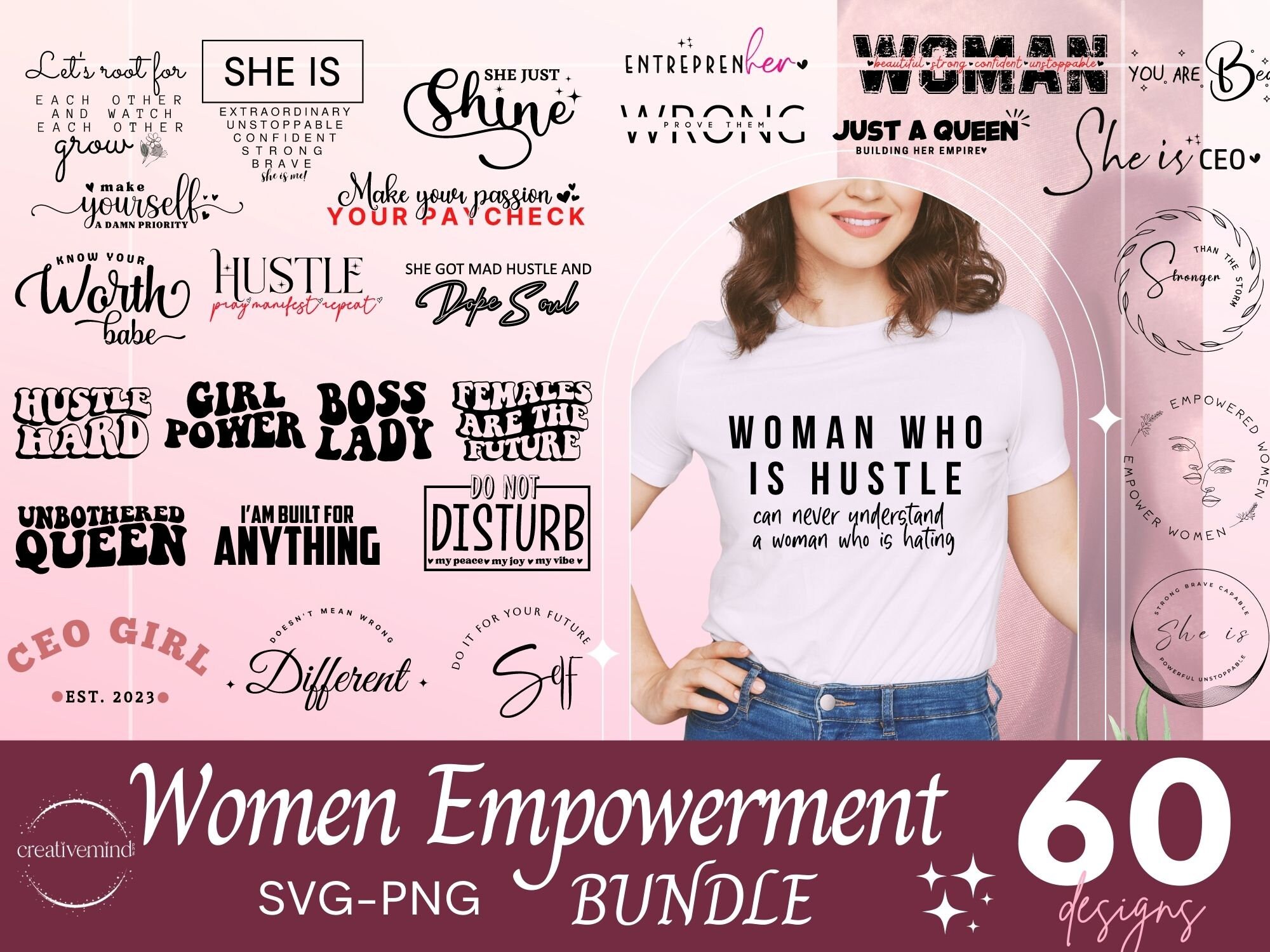 Woman Affirmation Quotes Svg Bundle, Inspirational Svg for Women Strong ...